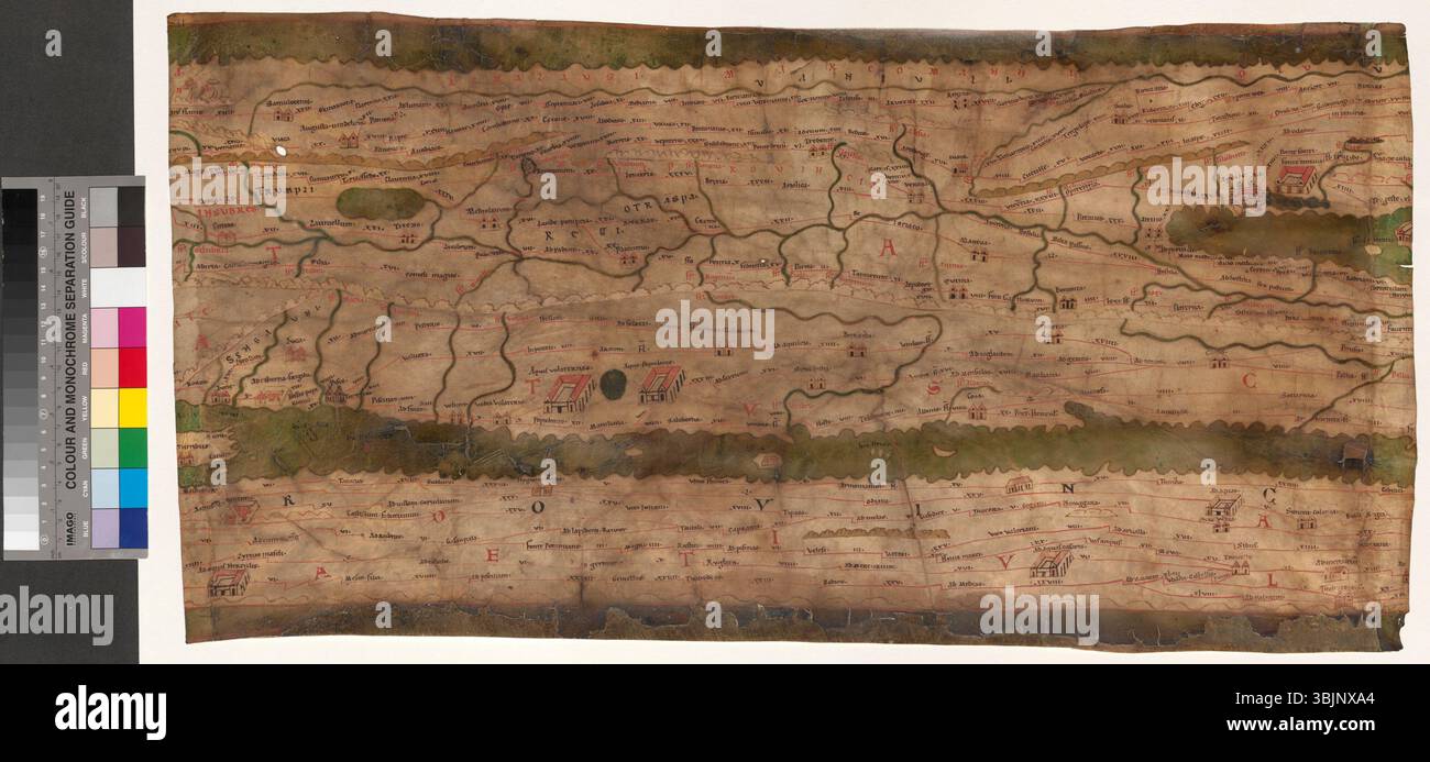 The Tabula Peutingeriana, a 12th-century map by Konrad Peutinger, is a ...