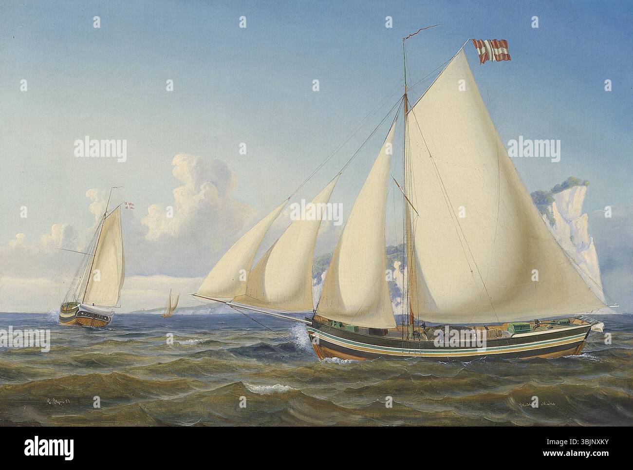 Painting by Carl Julius Emil Olsen (1818–1878), dated 1857, showing the ...