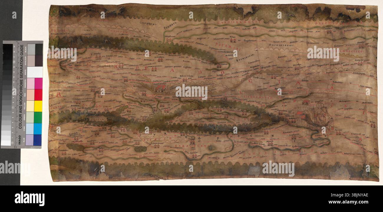 The 12th-century Tabula Peutingeriana by Konrad Peutinger, held at the ...