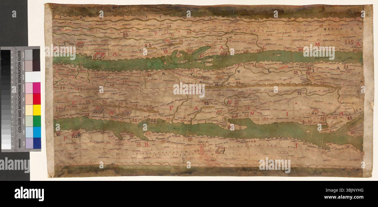 The Tabula Peutingeriana, preserved at the Austrian National Library in ...