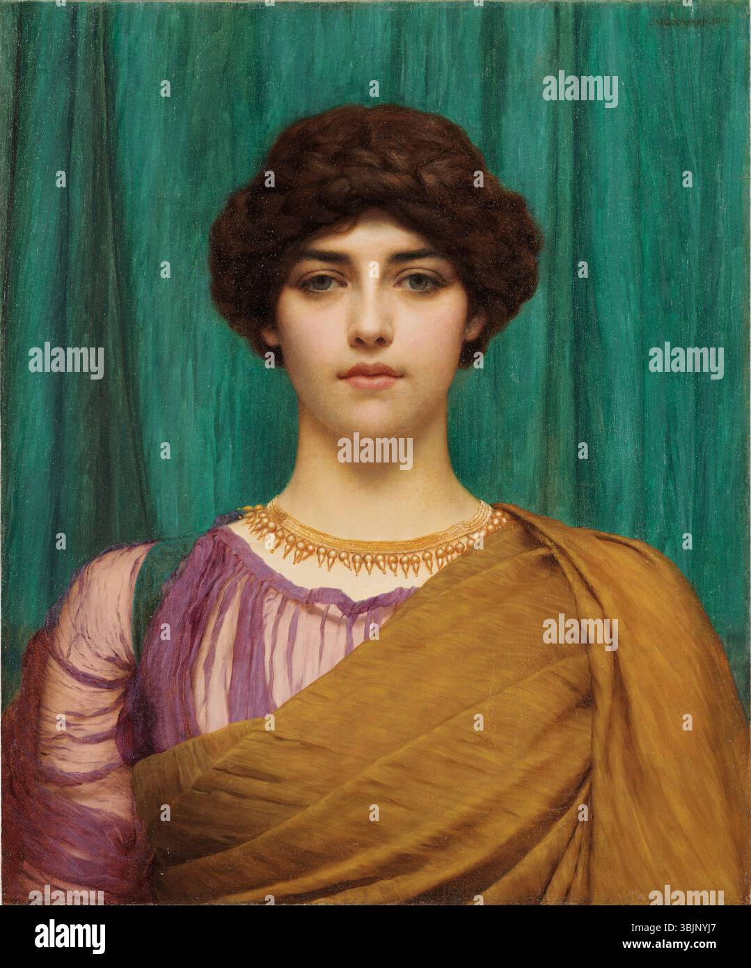John William Godward’s 1901 oil painting depicts a woman in classical ...