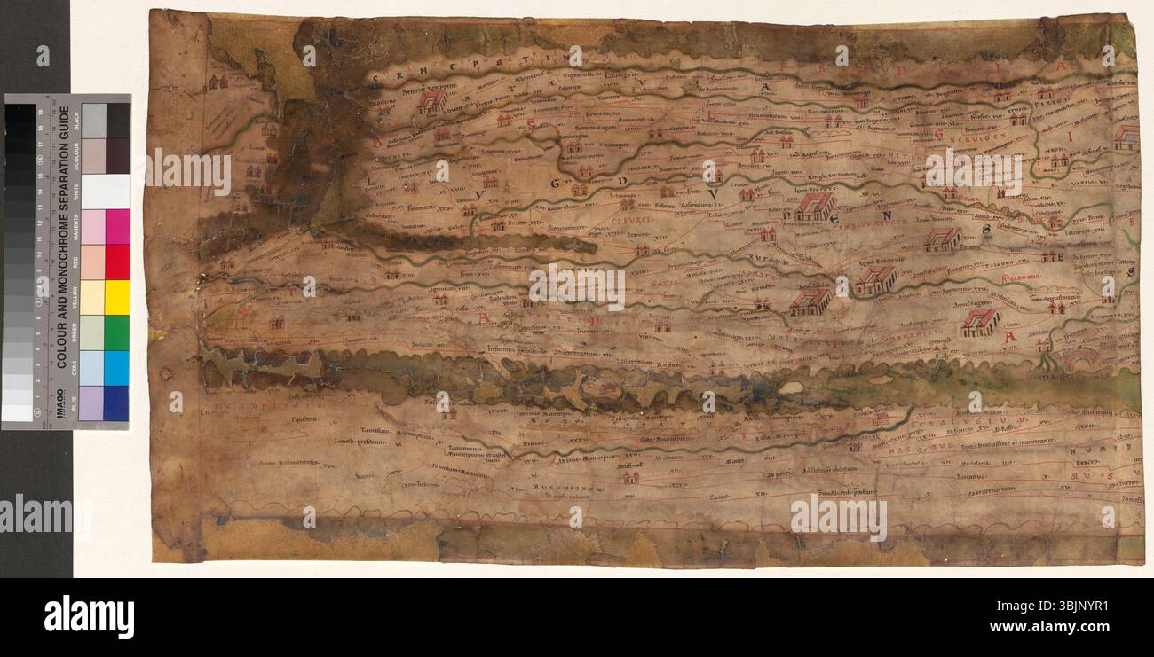 The Tabula Peutingeriana, a 12th-century map attributed to Konrad ...