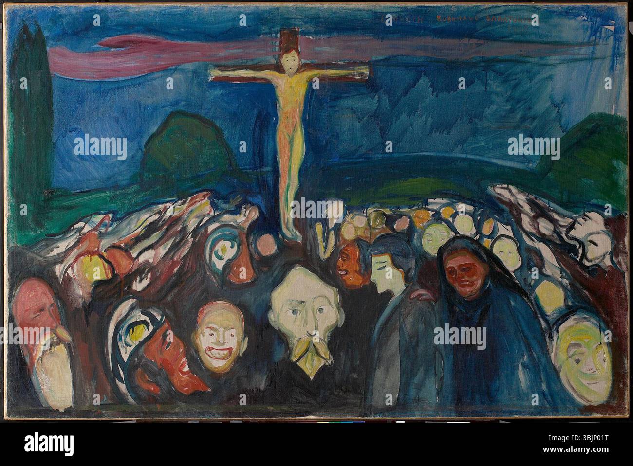 Edvard Munch (1863–1944) painted 'Golgotha' in 1900. The oil on canvas ...