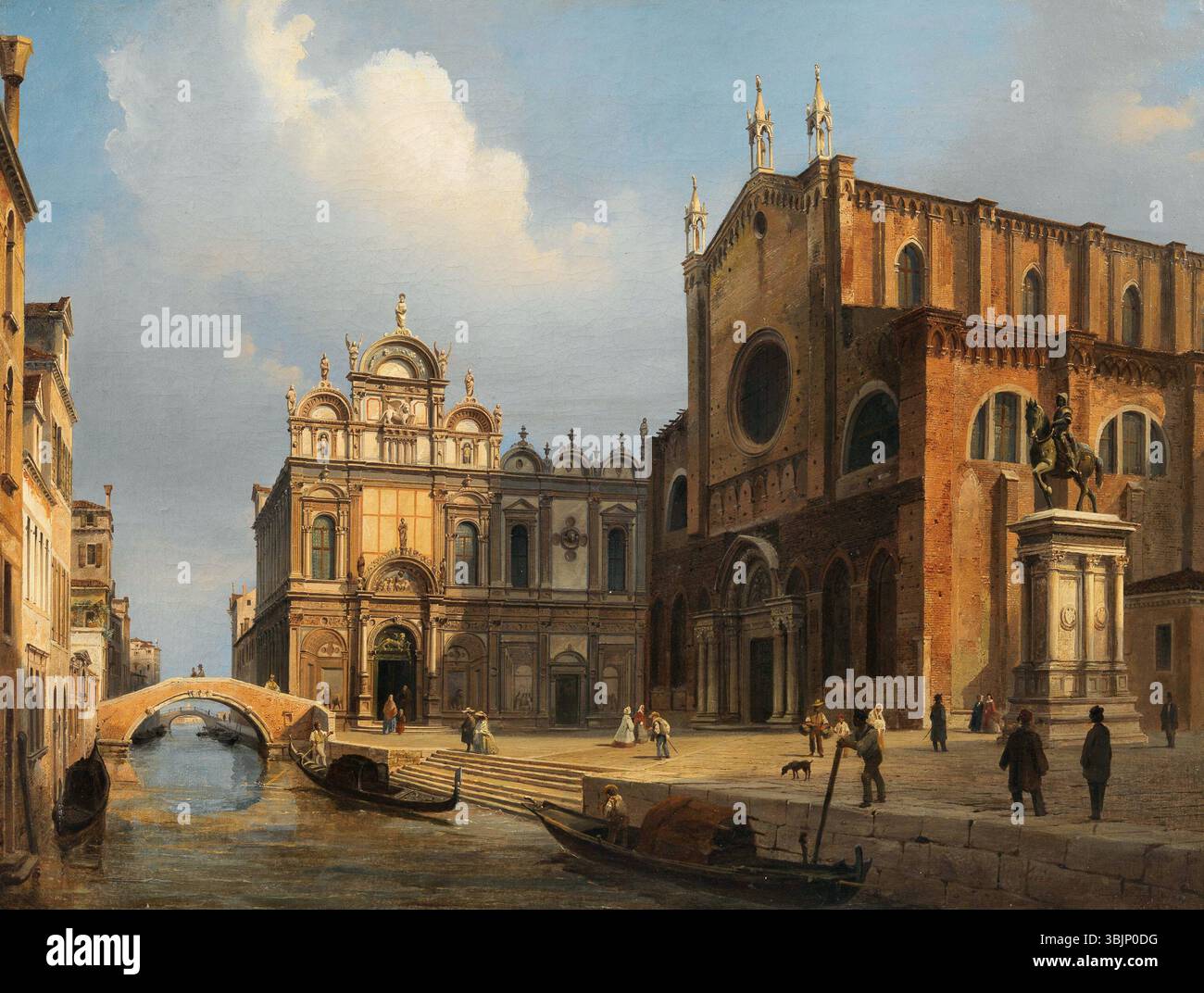 Luigi Querena (1824–1887) painted 'Campo Santi Giovanni e Paolo' in Venice in 1860. The oil on ...