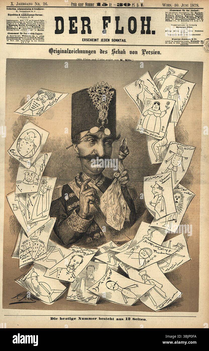 Karel Klí’s 1878 illustrations of the Shah of Persia for *Der Floh ...