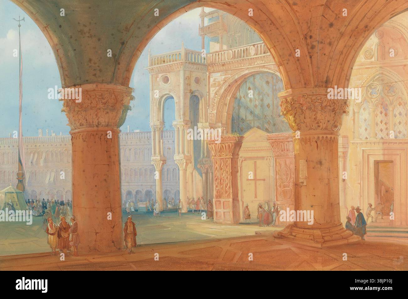 Carl Martin Laeisz’s watercolor 'Piazza San Marco' depicts the iconic ...