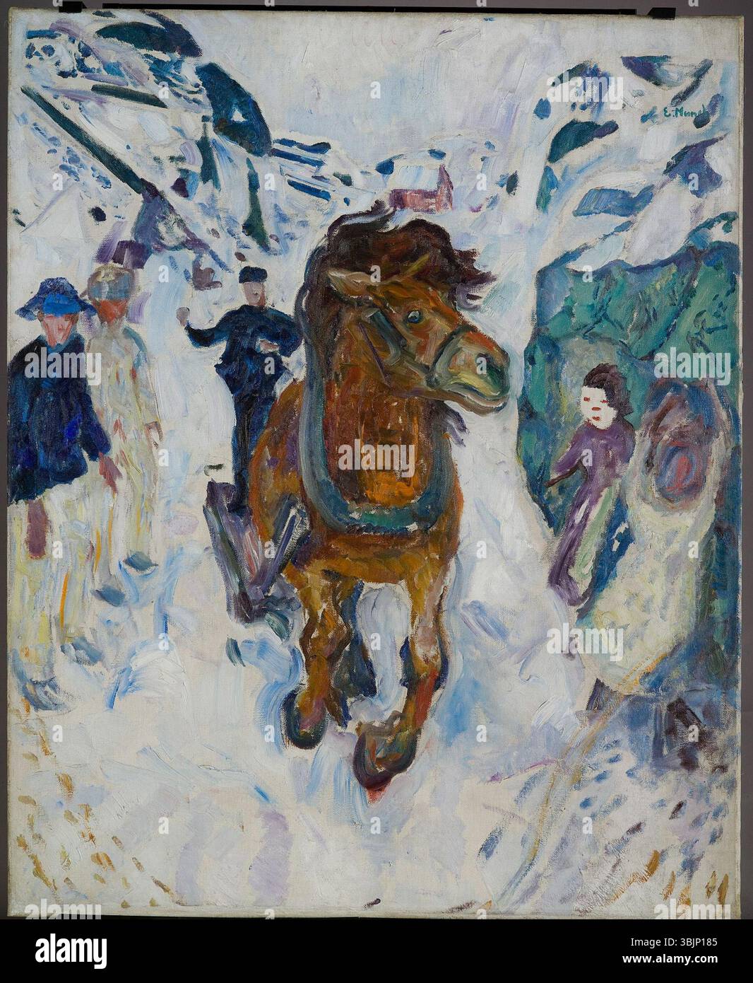 'Galloping Horse' by Edvard Munch, painted in 1912, portrays a horse in ...
