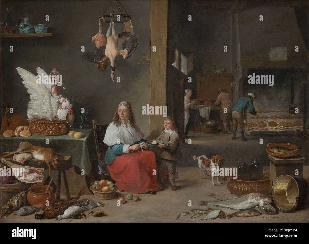 David Teniers the Younger's 1644 painting 'Kitchen Interior' shows a ...
