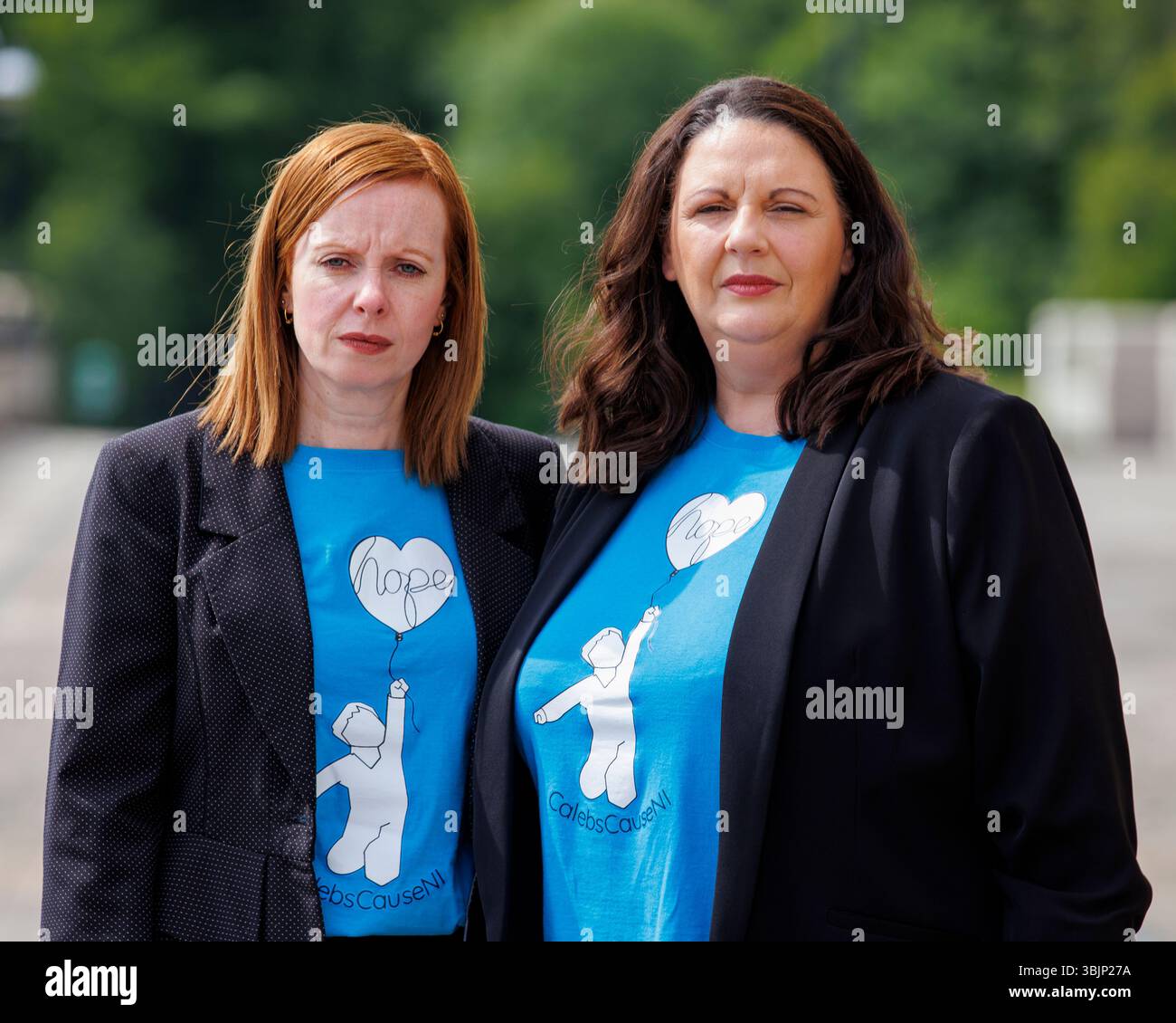 Alma White (left) and Denise Geary from CalebsCauseNI at Stormont in Belfast, to proposed ...