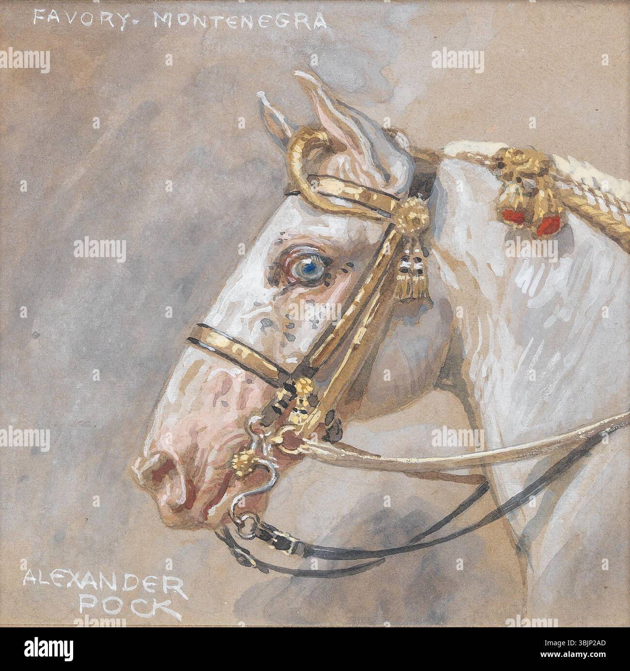 Alexander Pock (1871–1950) painted 'Pferdeporträt Favory Montenegra ...