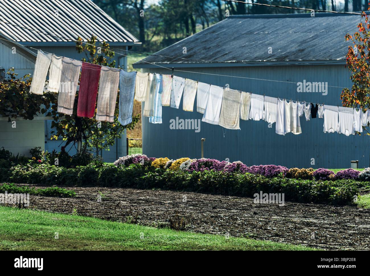 Amish clothesline on Lacaster County farm Stock Photo - Alamy
