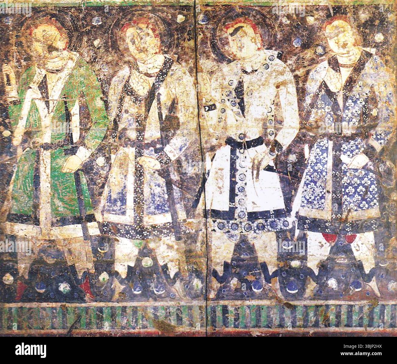 The 'Sixteen Sword Bearers of Kizil Caves' detail from around 500 CE ...