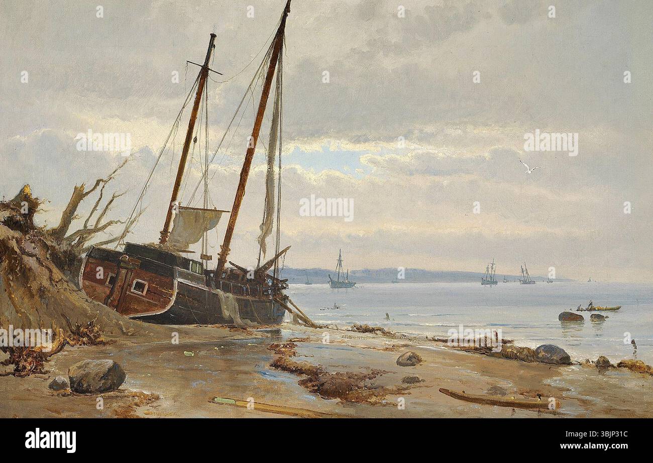 Holger Drachmann's 1873 painting, 'From the Storm Surge, Falster', is a ...