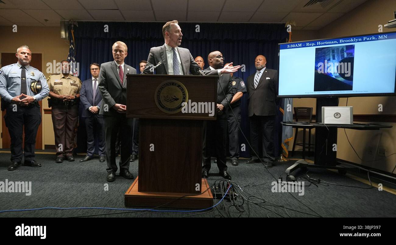Acting U.S. Attorney Joseph H. Thompson speaks during a news conference ...
