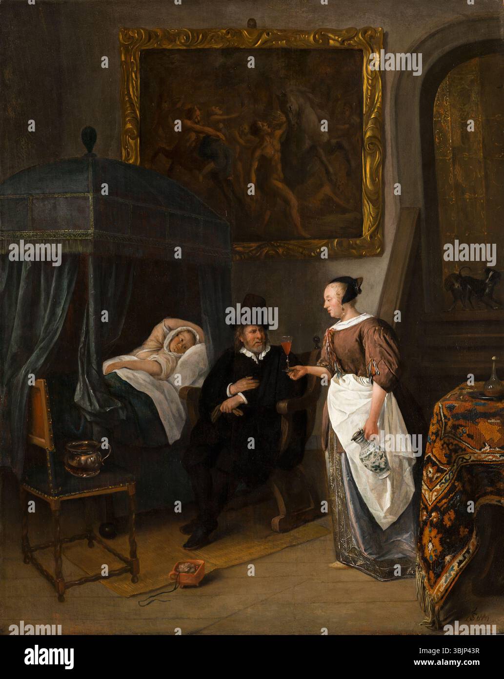 The Doctor's Visit, a 1660s painting by Jan Steen, depicts a domestic ...