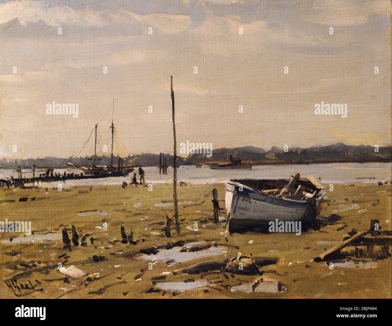 William Gilbert Gaul’s 'Boats at the Shore' (oil on canvas) depicts ...