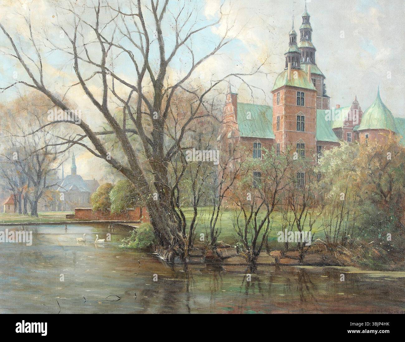 *Landscape with the Moat of Rosenborg Castle* by Hans Hilsøe (1934 ...