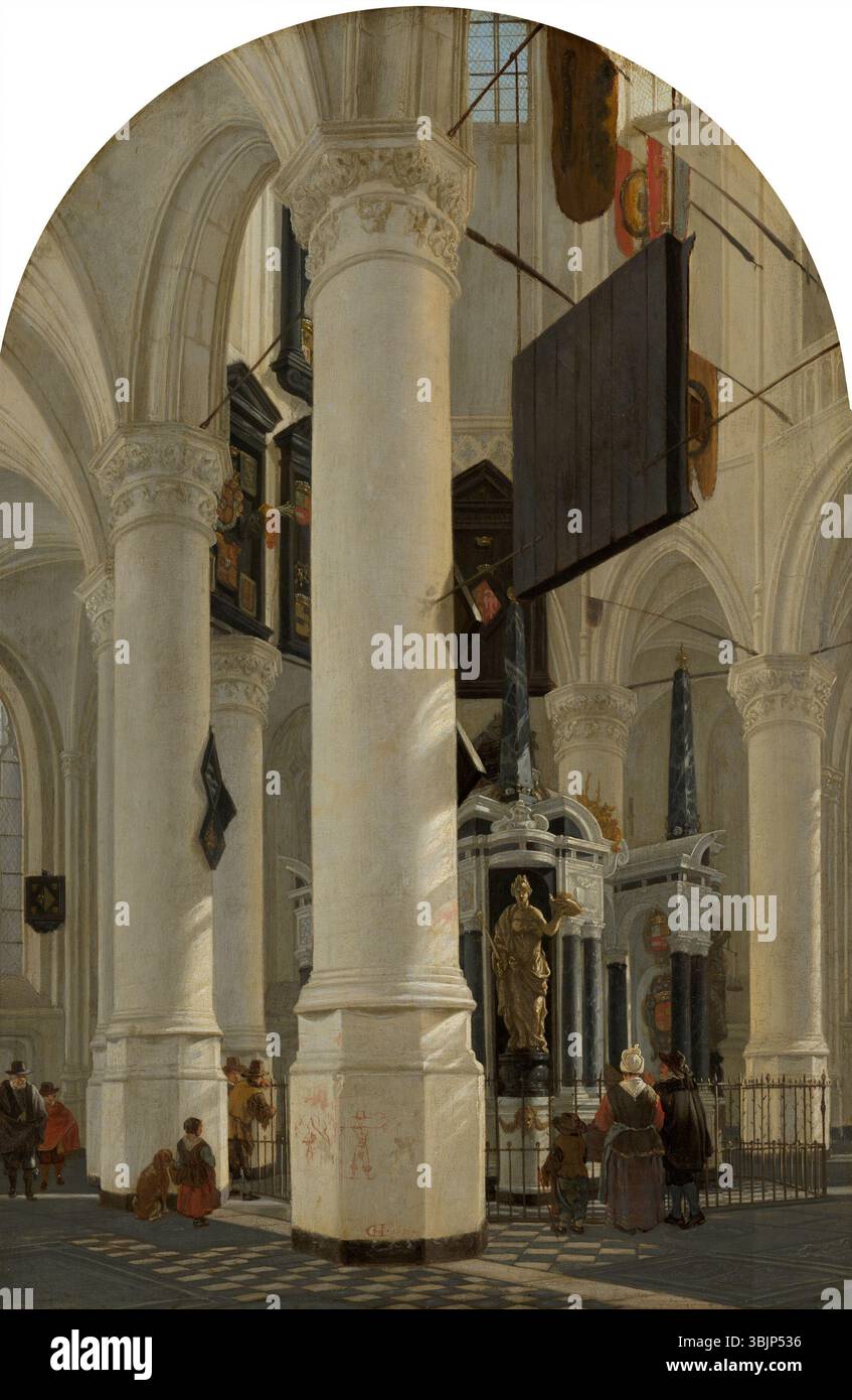 This 1651 oil on panel by Gerard Houckgeest depicts the elaborate tomb ...