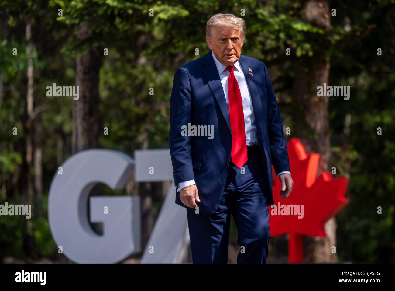 Kananaskis, Canada. 16th June, 2025. US President Donald Trump arrives ...