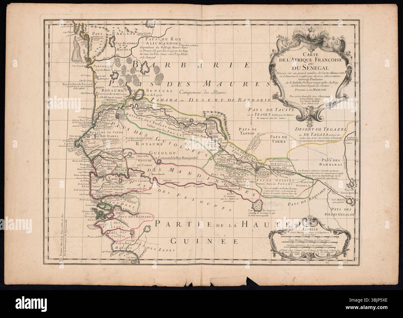 Map titled 'Carte de l'Afrique Françoise, ou du Senegal' by Guillaume ...
