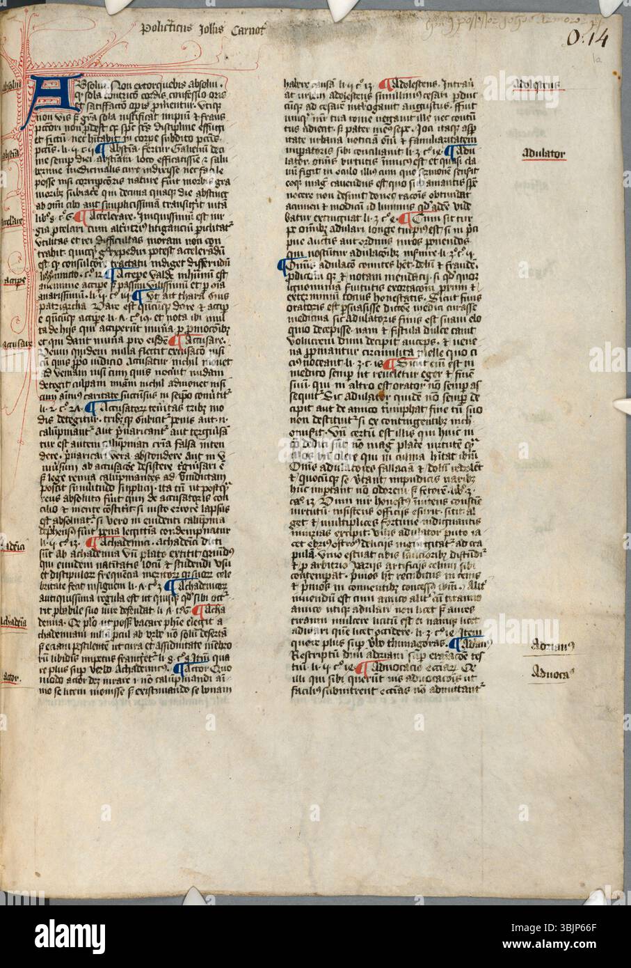 First page of 'Polycraticus' by John of Salisbury dated 1159. The ...