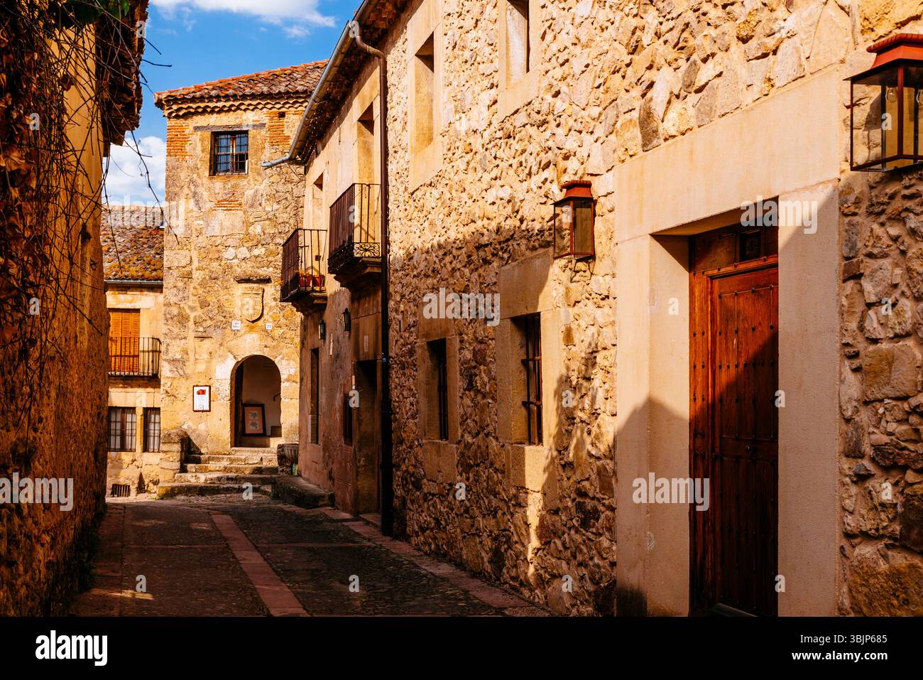 Street in the medieval village of Padraza, with the village's jail in ...