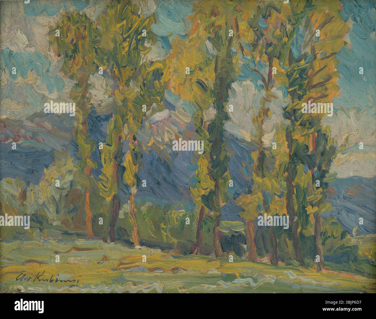 Alexander Kubínyi's 1895 oil on board work 'Túdia krajiny' (Study of a ...