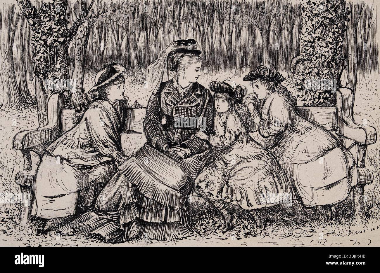 An 1875 pen and ink drawing by George du Maurier, illustrating a ...