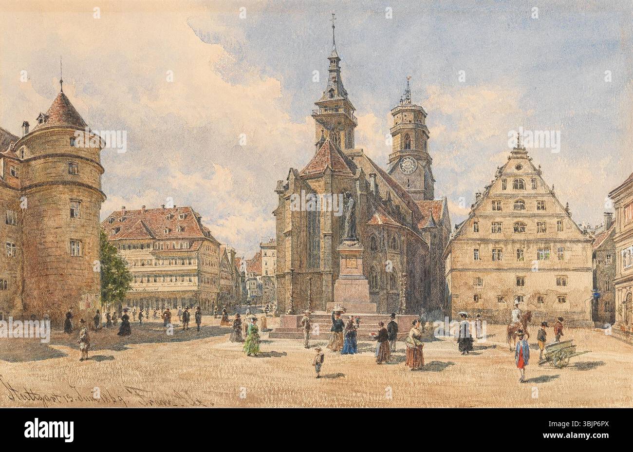 ‘Stiftskirche Stuttgart’ (1869) by Franz Alt depicts the Stiftskirche ...
