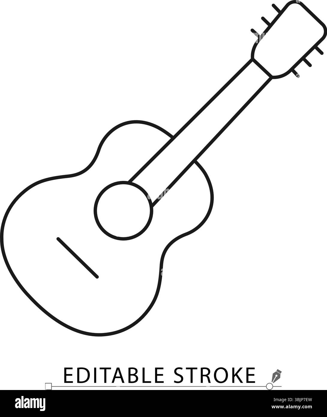Guitar icon in minimal line style with editable stroke. Acoustic ...
