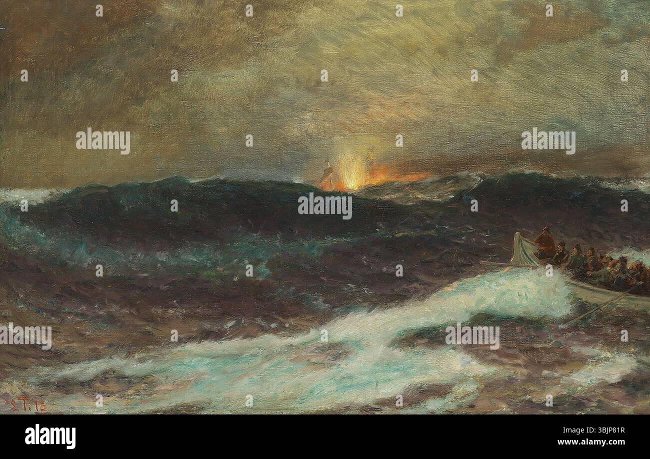 Laurits Tuxen's *En torpedering i Atlanterhavet* (A ship torpedoed in ...