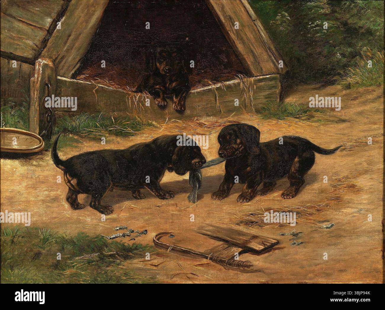 'En skærmydsel' (A Dispute) by Simon Simonsen is an oil painting from ...