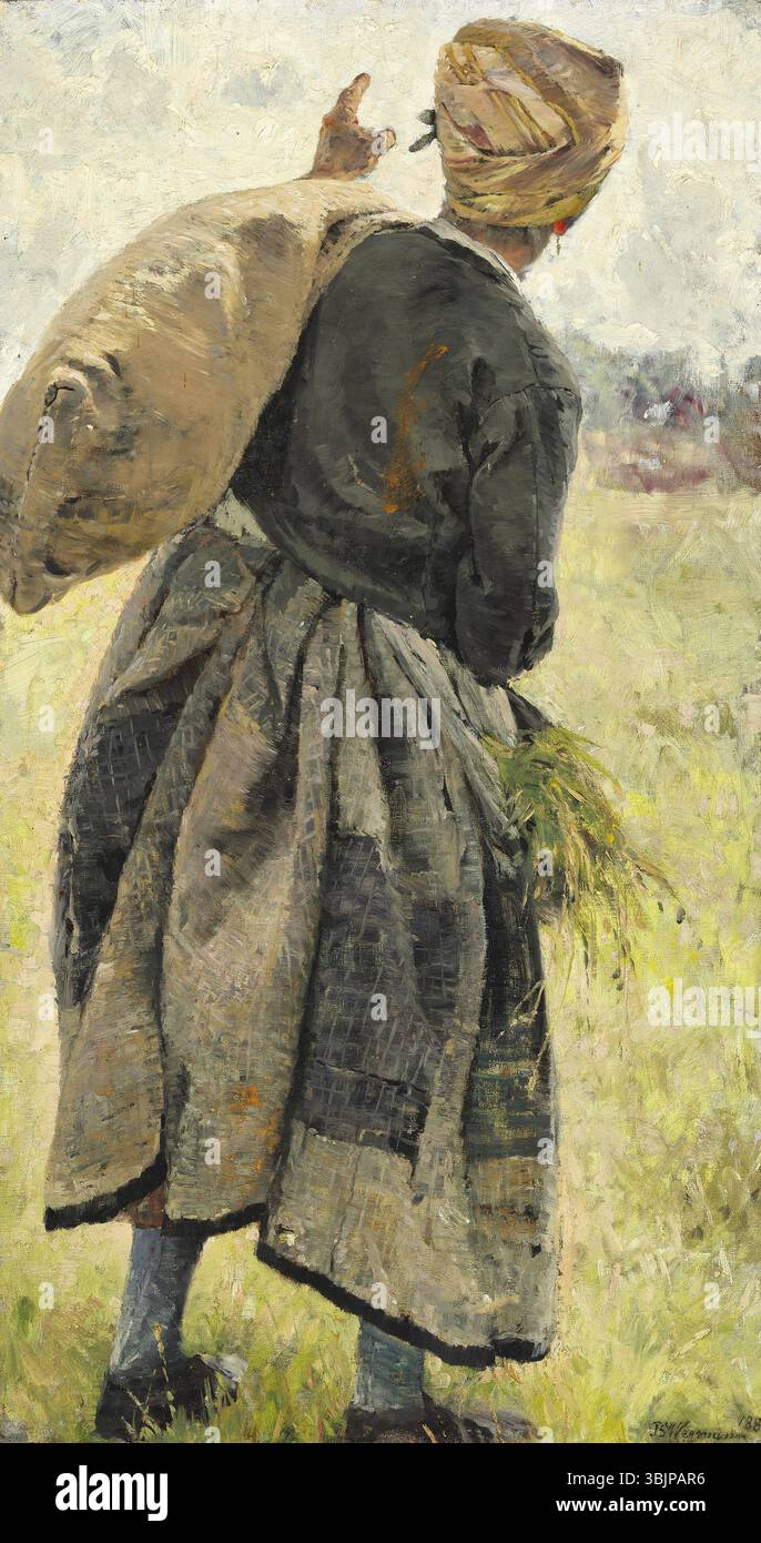 Oil painting by Bertha Wegmann from 1889 depicting a woman with a ...