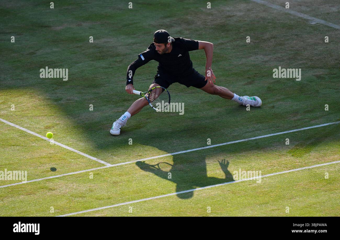 Jacob Fearnley in action against Alex Bolt on day eight of the HSBC ...