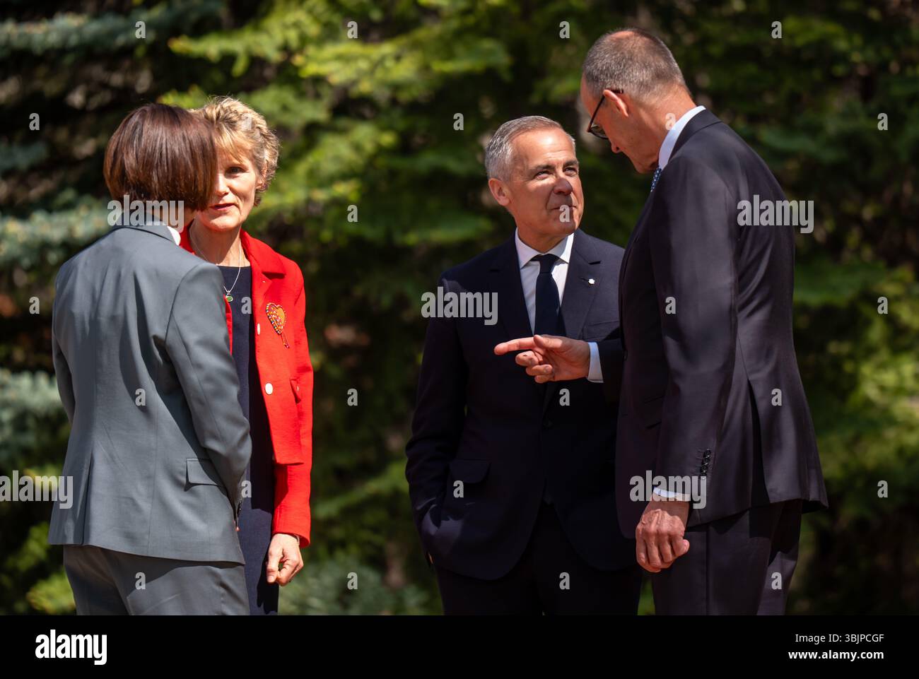 Kananaskis, Canada. 16th June, 2025. German Chancellor Friedrich Merz (CDU) and Charlotte Merz ...