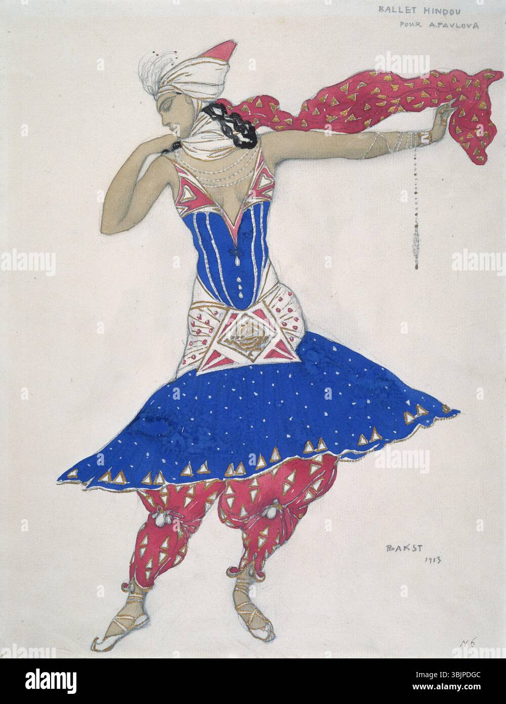 Léon Bakst’s painting of Anna Pavlova in 'Oriental Fantasy' (1913 ...