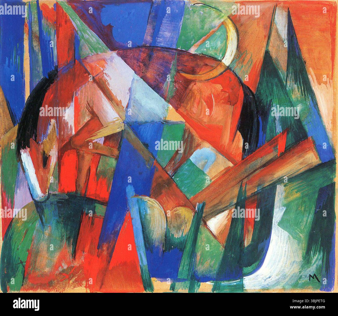 Franz Marc’s 1913 painting 'Fabeltier II (Pferd)' portrays a mythical ...