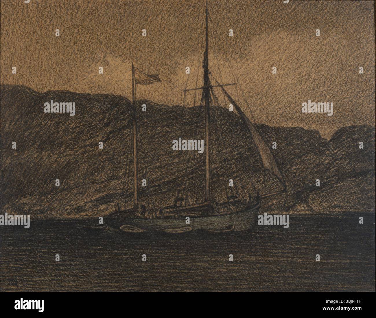 Karl Nordström's 'Fishing Boat', painted in 1903, depicts a boat at sea ...