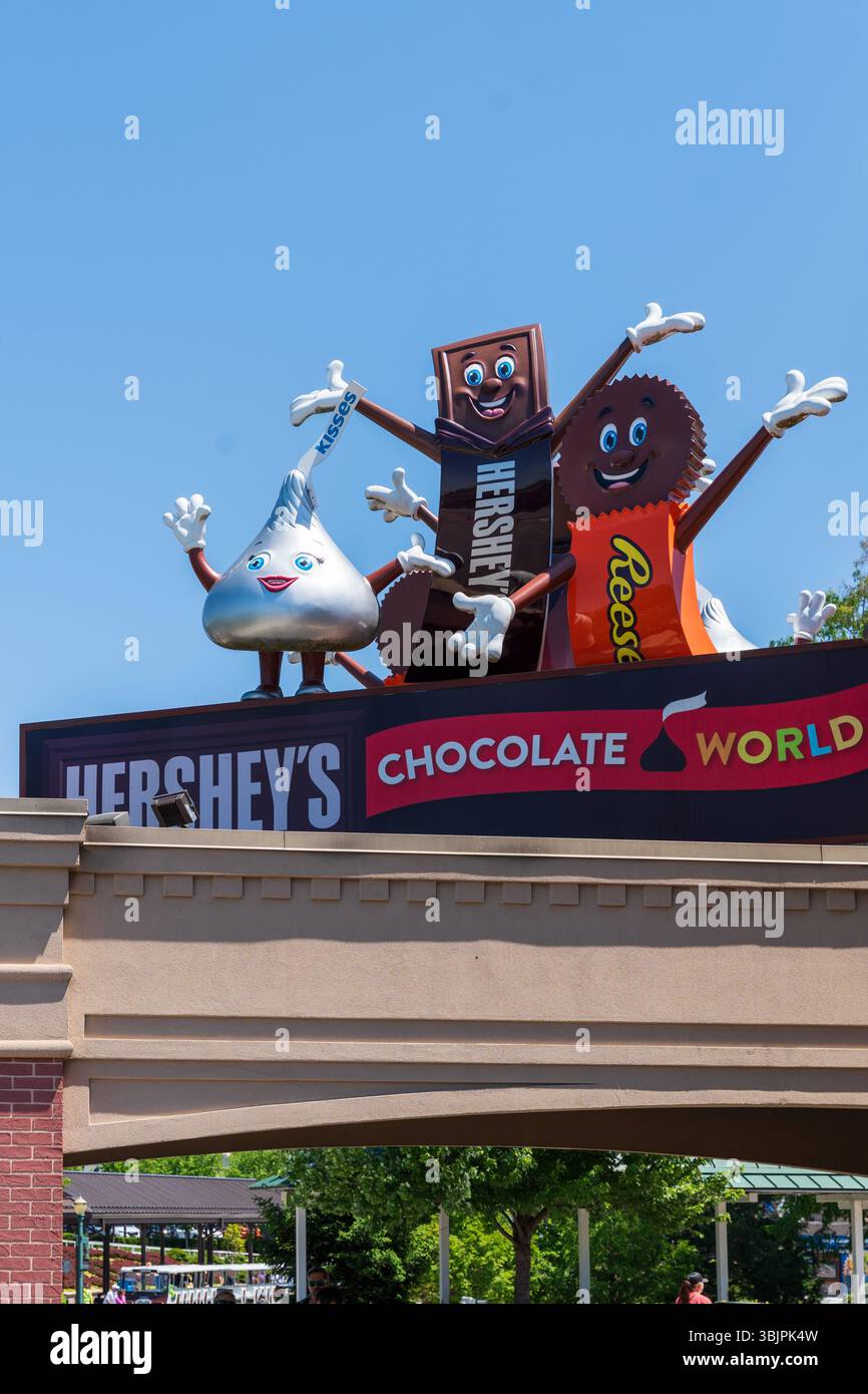 Hershey, PA, USA – May 10, 2025: Hershey’s Candy Characters wave at ...
