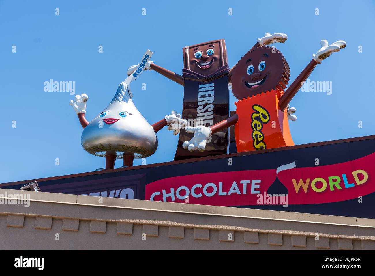 Hershey, PA, USA – May 10, 2025: Hershey’s Candy Characters wave at ...