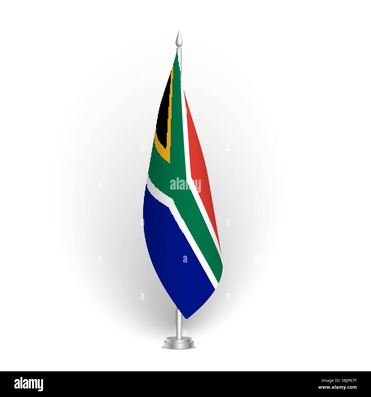 South Africa flag - 3D standard conference flag hanging on ground ...