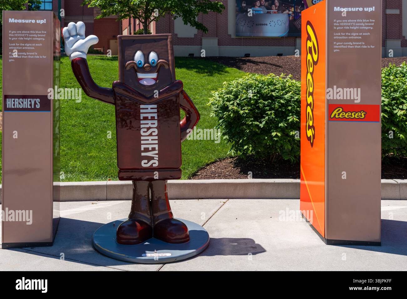 Hershey, PA, USA – May 10, 2025: Hershey’s Candy Characters are located near the entrance to ...