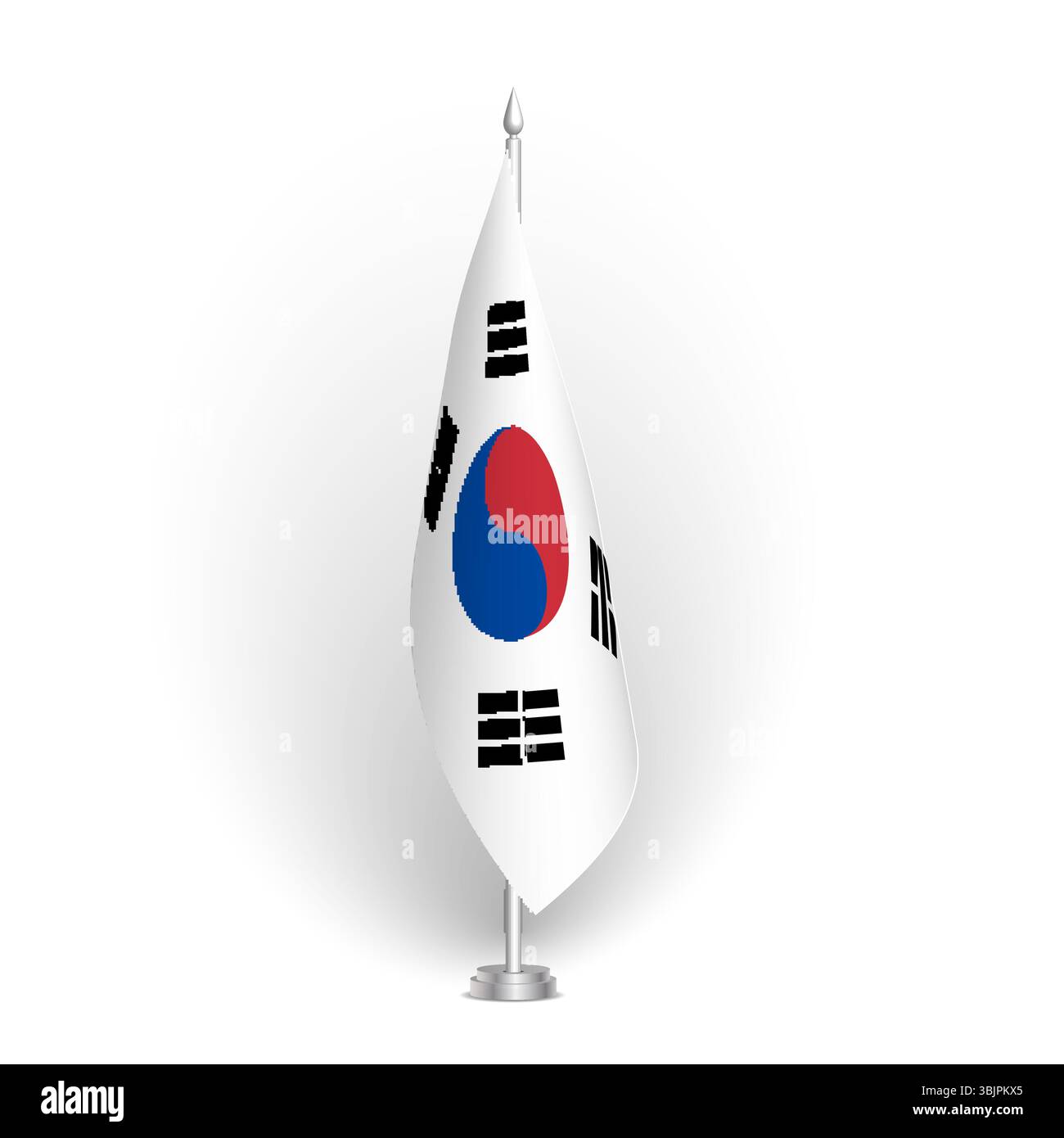 South Korea flag - 3D standard conference flag hanging on ground ...