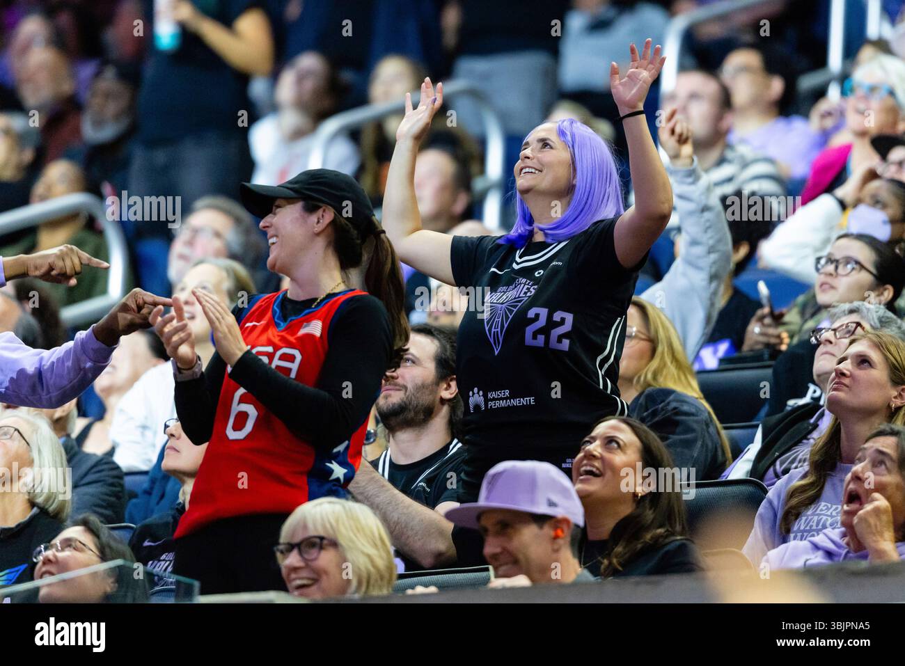 SAN FRANCISCO, CA - JUNE 14: Golden State Valkyries fans cheer during a ...