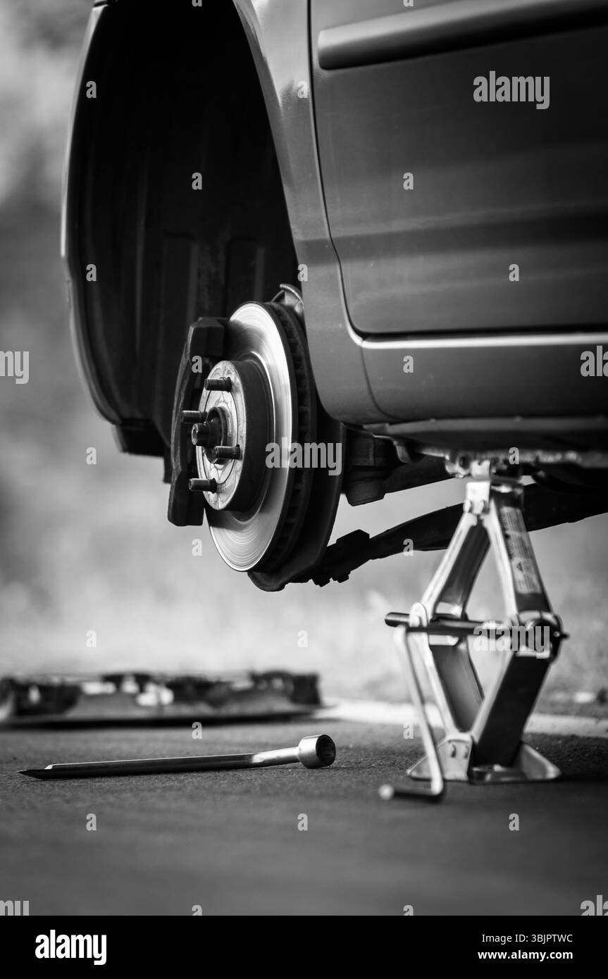 City car on road Black and White Stock Photos & Images - Alamy