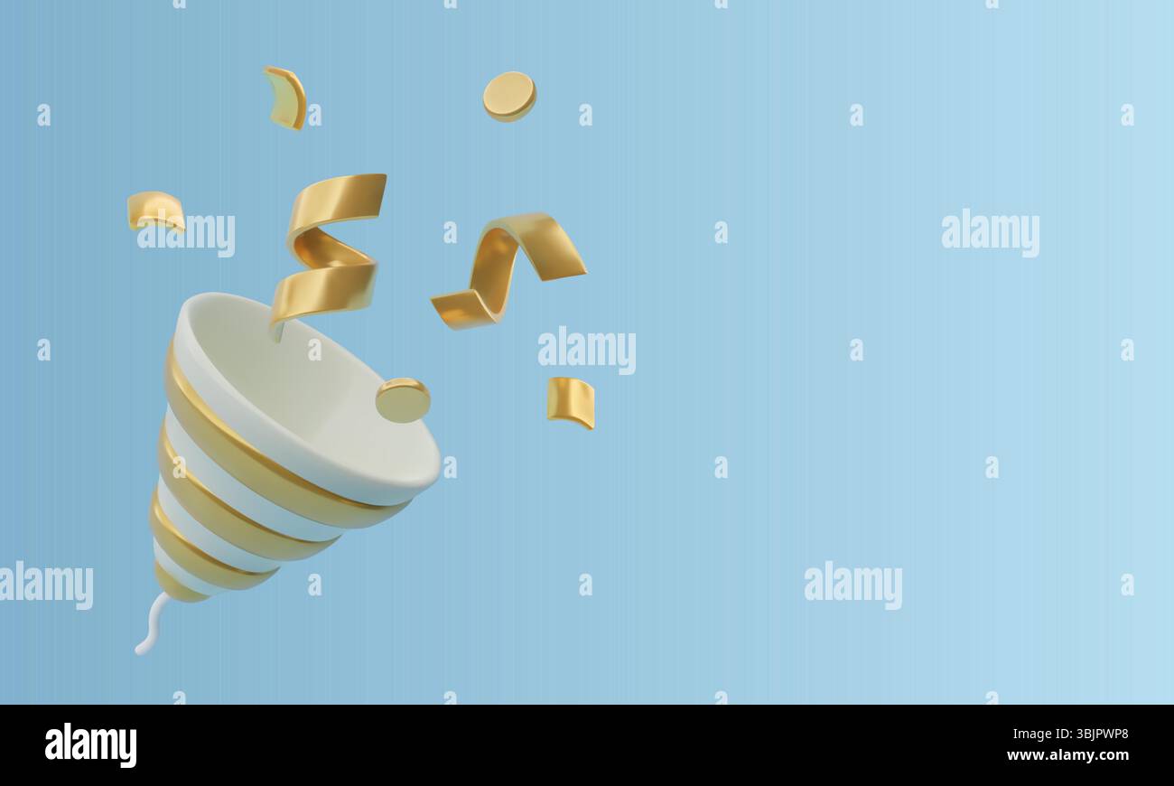 3d realistic party popper banner Birthday or baby shower party ...