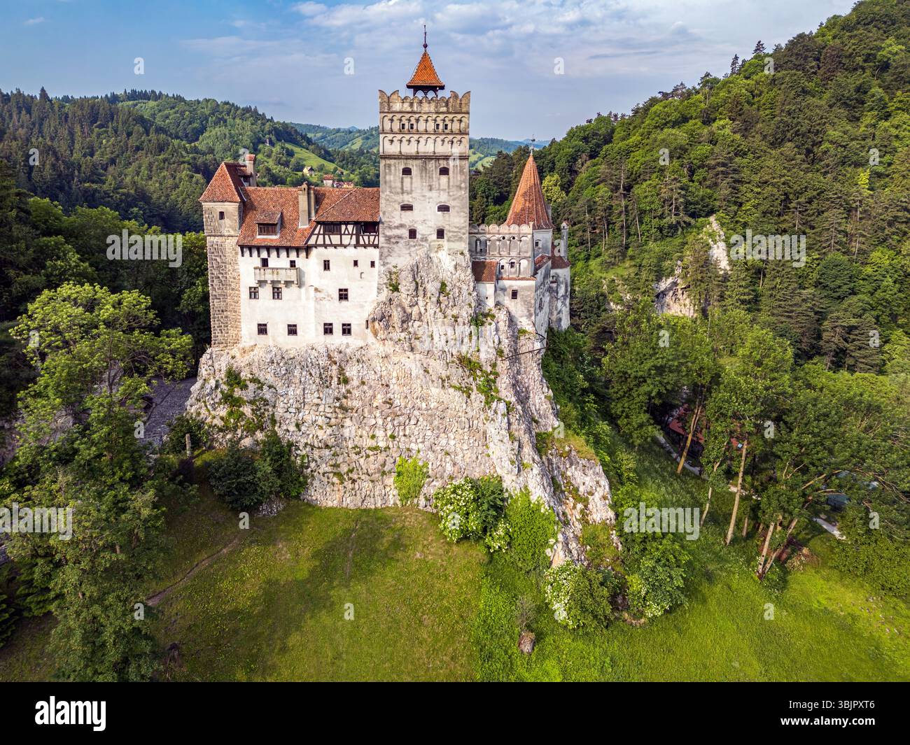 Aerial view overlooking bran castle hi-res stock photography and images ...