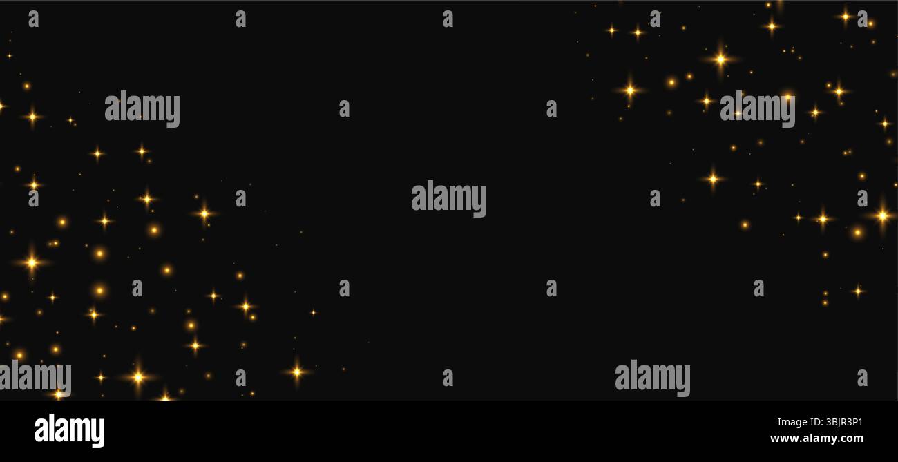 Golden sparkling stars background, shiny particles light effect ...