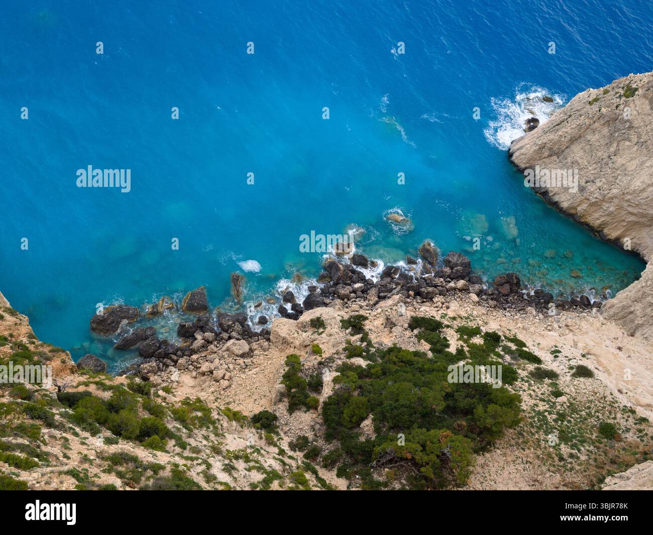 A panoramic picture of Mizithres beach from above on the beautiful ...
