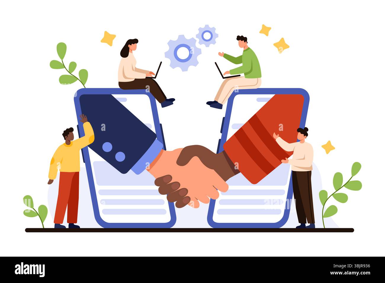 Online partnership, business startup cooperation of investors, sponsor ...